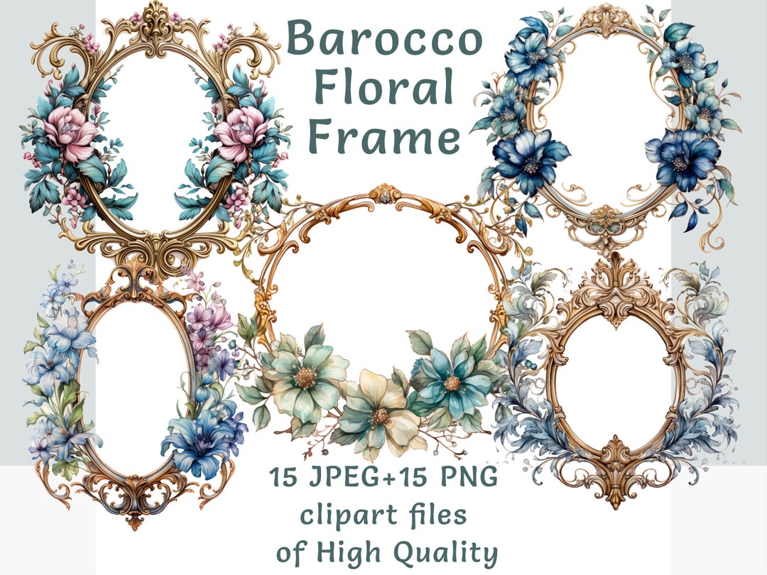 Watercolor Frame Clipart 15 High Quality PNG and JPEG Floral Frame ...