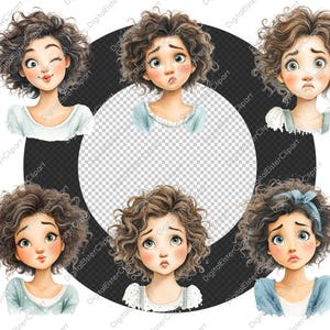 Emotions Clipart | 42 PNG Files | Watercolor Faces Digital Bundle ...