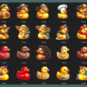 Rubber Duck Clipart Set, 20 Watercolor Pngs for Commercial Use, Cute ...
