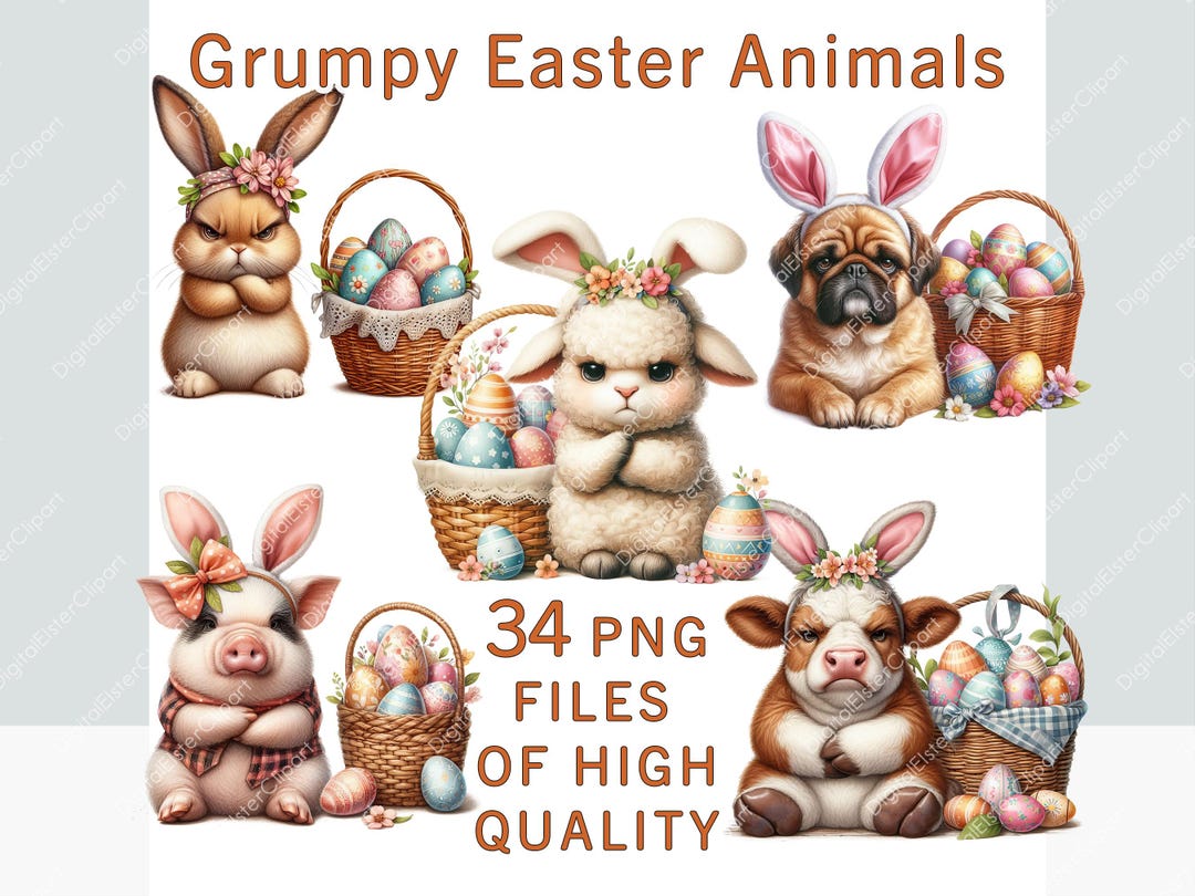 Easter Clipart | 34 PNG Files | Watercolor Anti Easter Clipart ...