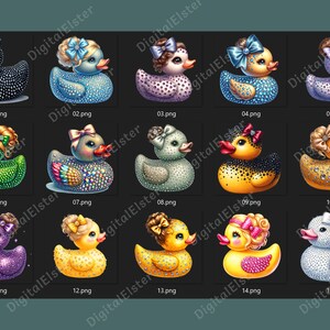 Blinged Out Rubber Duck Clipart - 30 Watercolor PNG, Commercial License ...