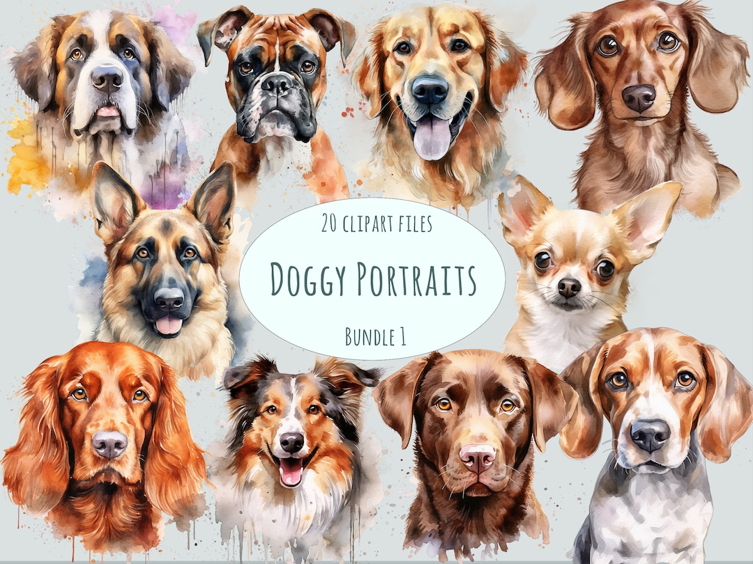 Watercolor Dog Clipart 20 High Quality PNG Puppies Clip Art - Etsy