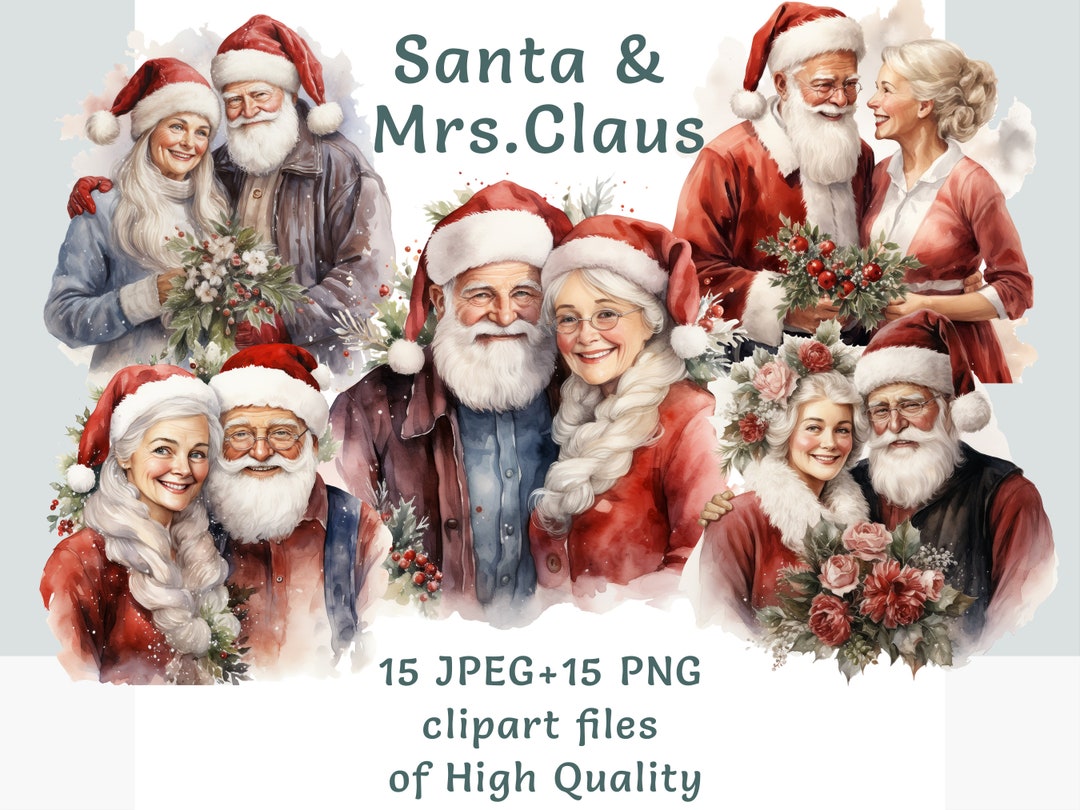 Watercolor Santa Clipart 15 High Quality PNG and JPEG Christmas Clip ...