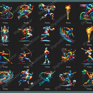 International Sports and Games Clipart, 20 PNG Watercolor Images ...