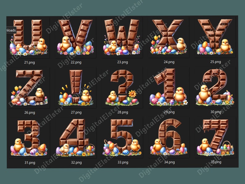 Chocolate Easter Clipart | 46 PNG Files | Easter Egg Clipart | Easter ...