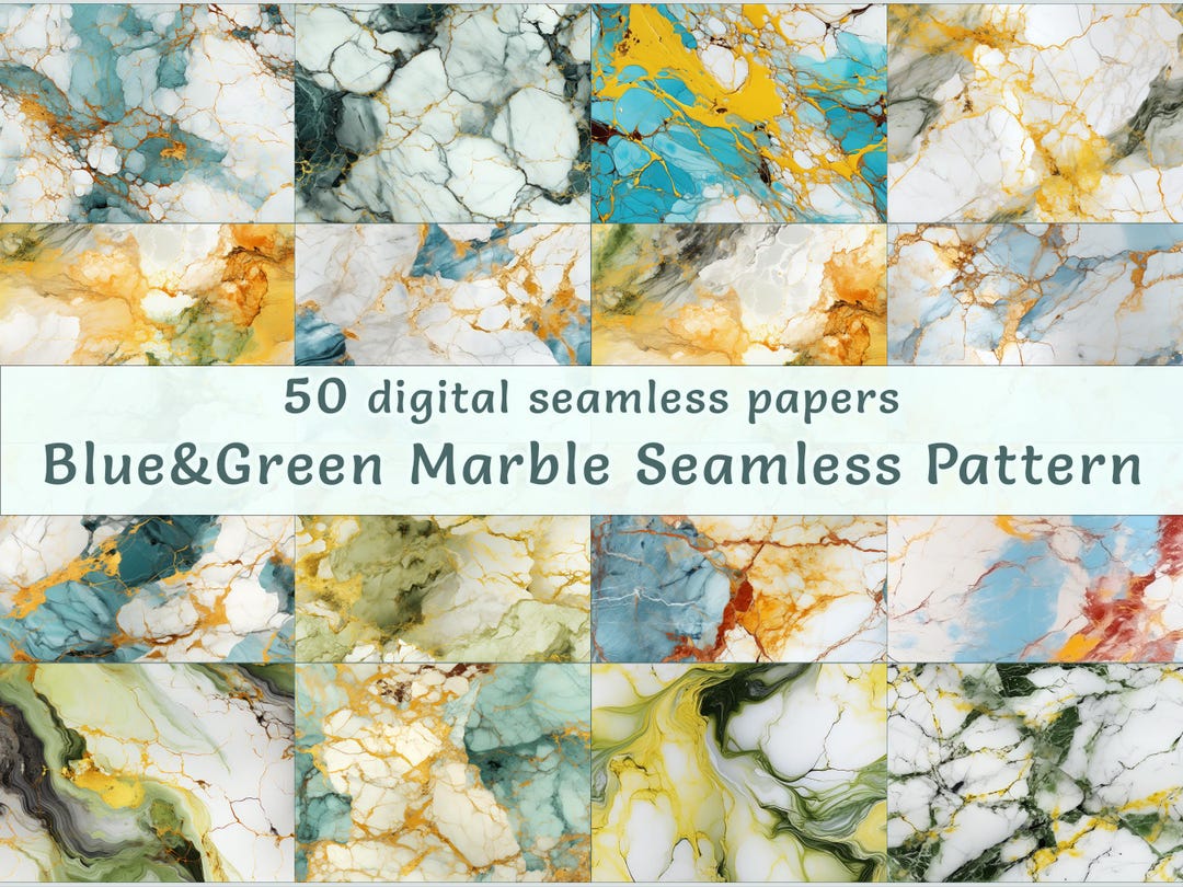 Seamless Marble Pattern Clipart, 50 JPEG Watercolor Designs for Textile ...