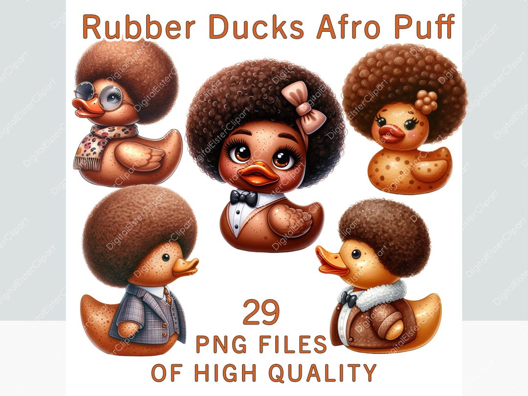 Rubber Duck Clipart | Afro Puff Black Rubber Duck | 29 PNG Files ...