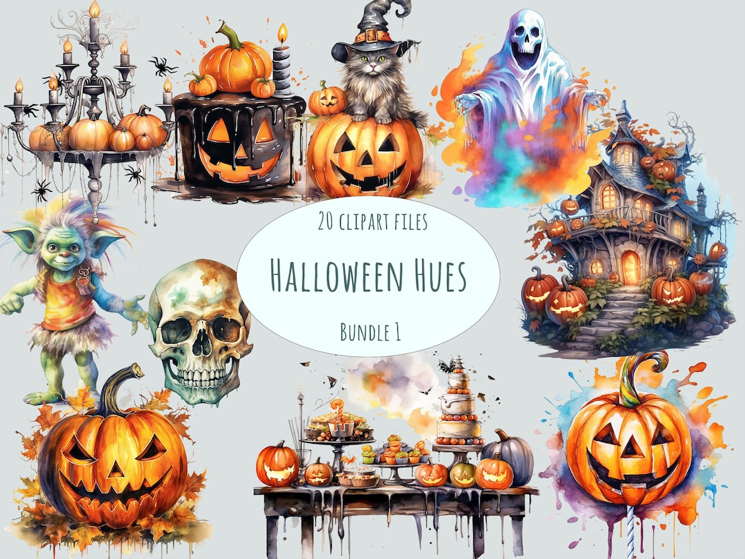 Watercolor Halloween Clipart 20 High Quality PNG Pumpkin Clip - Etsy