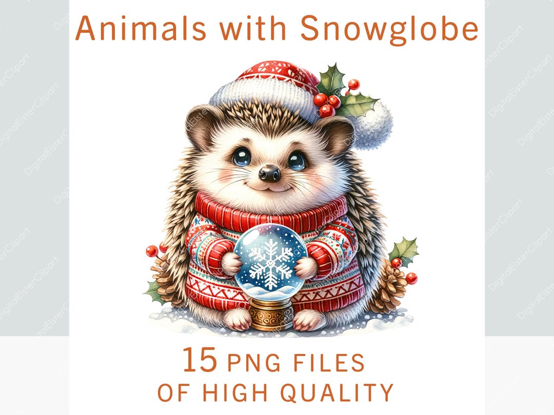 Animals Clipart Bundle, Watercolor Snowglobe Clipart, Commercial Use ...