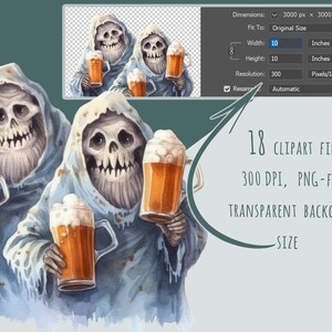 Ghost Party Clipart: 18 Spooky Watercolor PNG, Halloween Collection for ...
