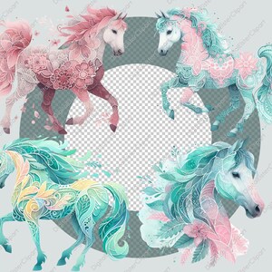 Watercolor Lace Horse Clipart Bundle, Sublimation Print Boho Clipart ...