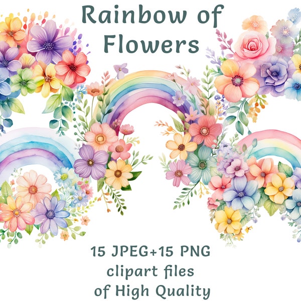 Rainbow Flowers - Etsy