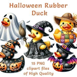 Halloween Rubber Duck PNG Clipart Set, 15 Watercolor High-quality ...