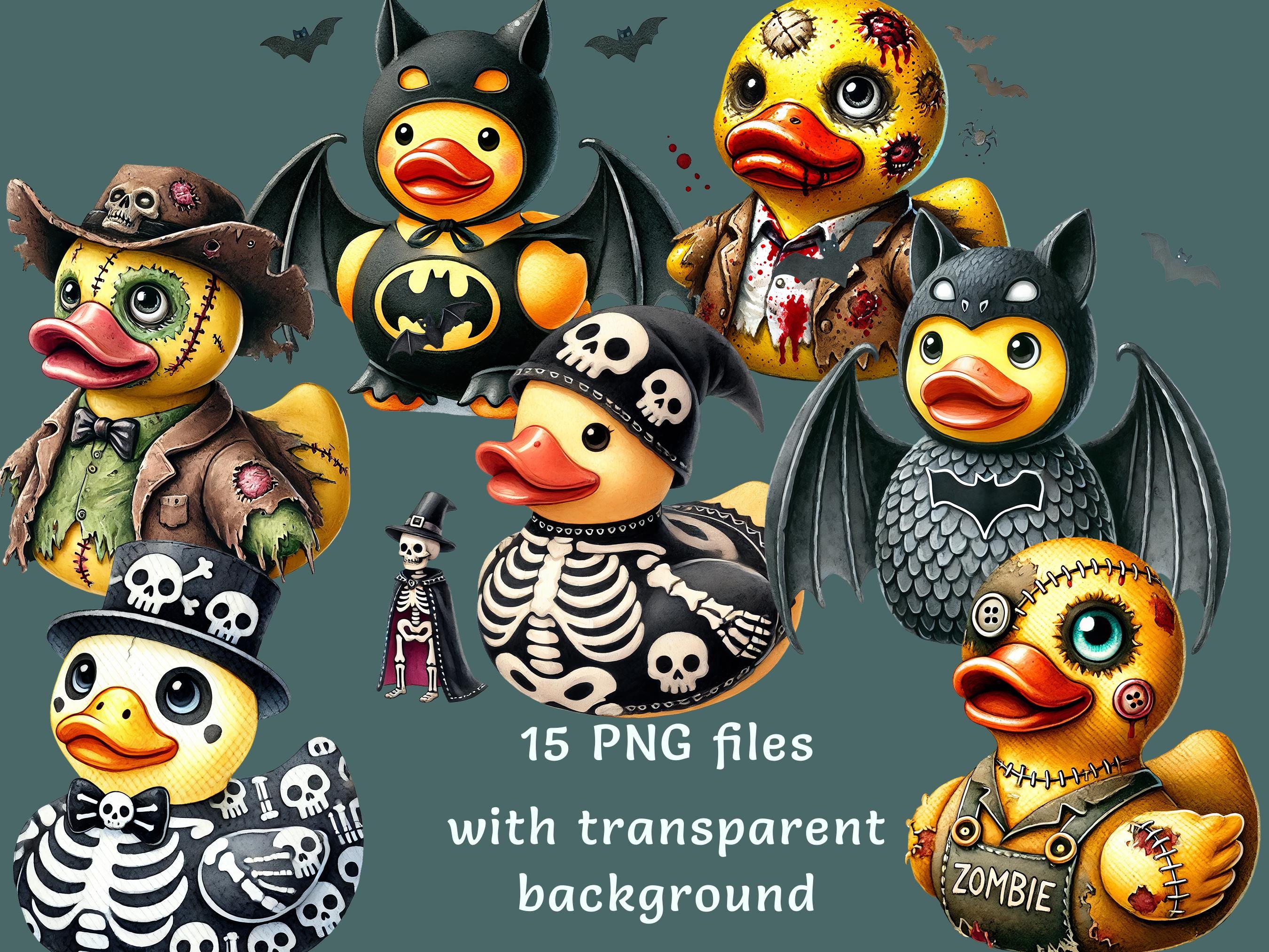 Halloween Rubber Duck Clipart Set, 15 PNG Watercolor Yellow Duckies ...