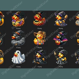 Halloween Rubber Duck PNG Clipart Set, 15 Watercolor High-quality ...