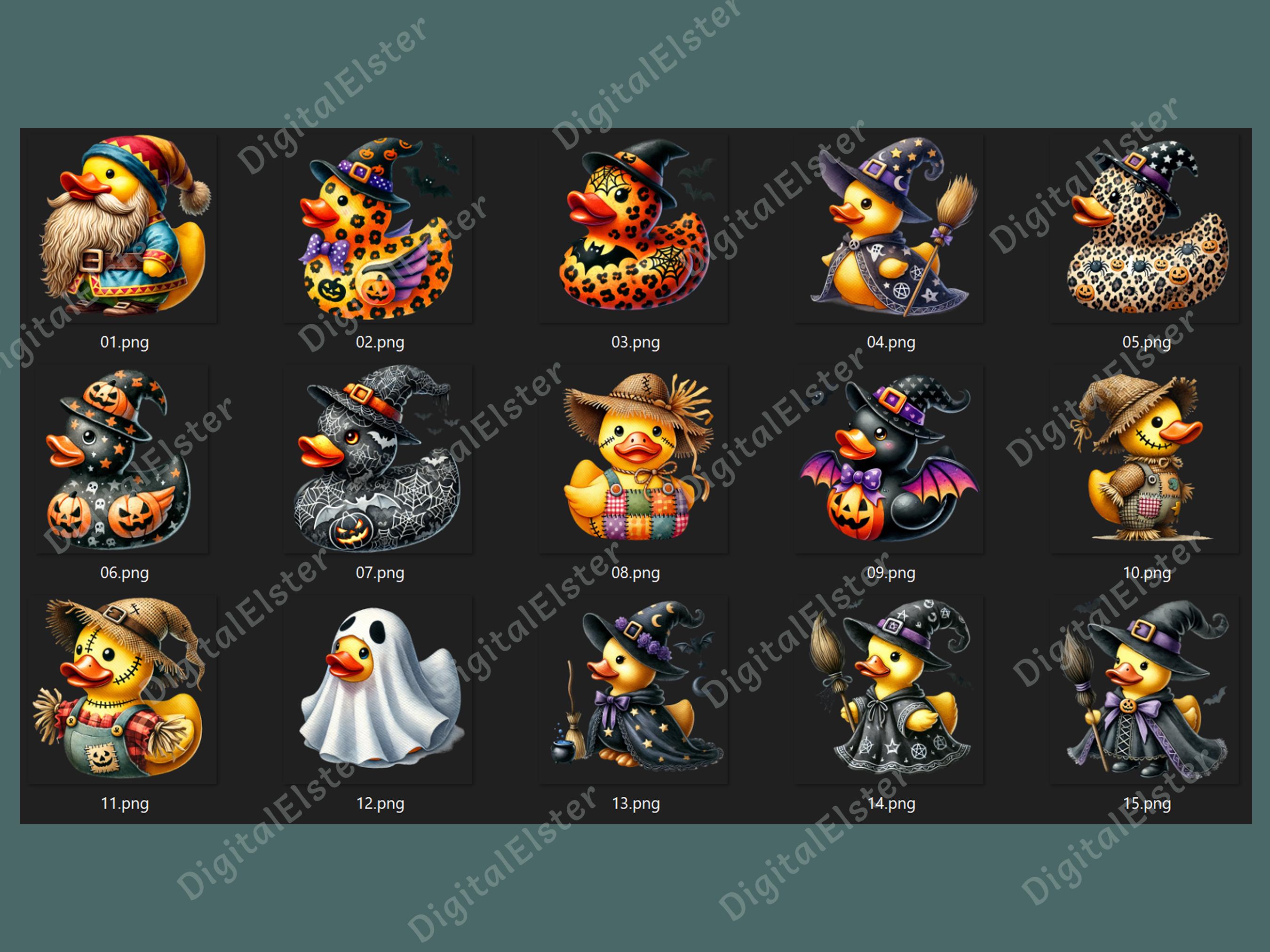 Rubber Duck Clipart Bundle, Watercolor Halloween Clipart, Sublimation ...