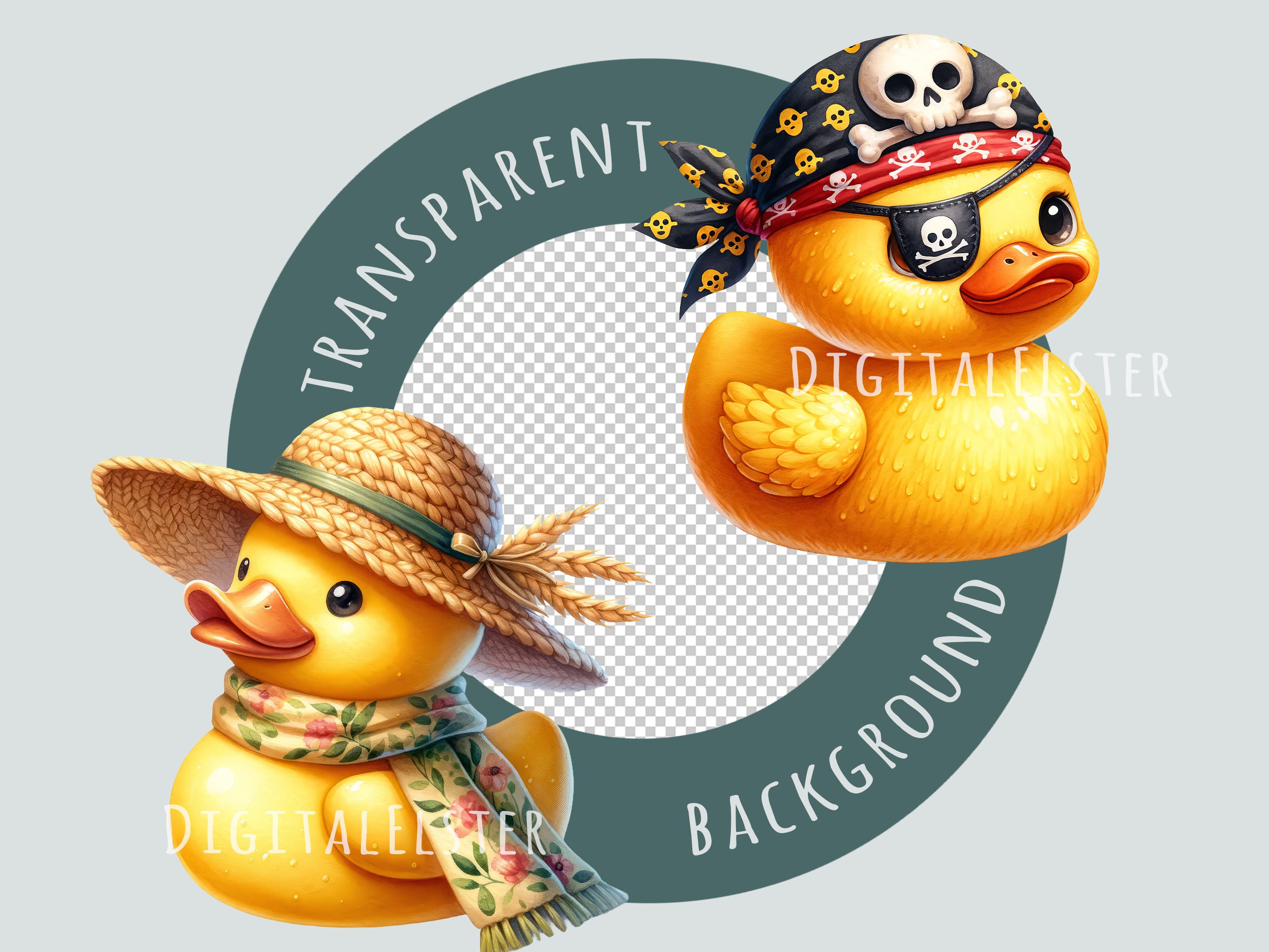 Rubber Duck Clipart Set, 20 Watercolor Pngs for Commercial Use, Cute ...
