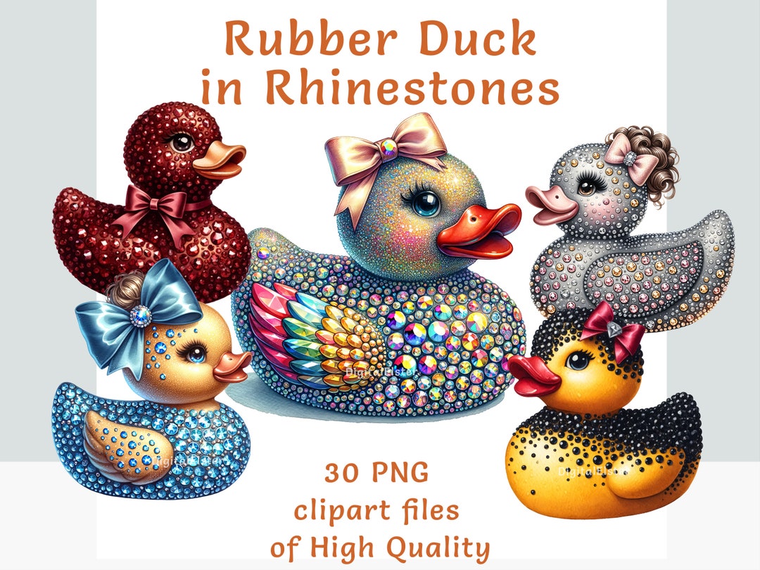 Blinged Out Rubber Duck Clipart - 30 Watercolor PNG, Commercial License ...