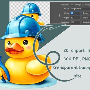 Yellow Rubber Duck Watercolor Clipart - 20 PNG Files, Professions ...