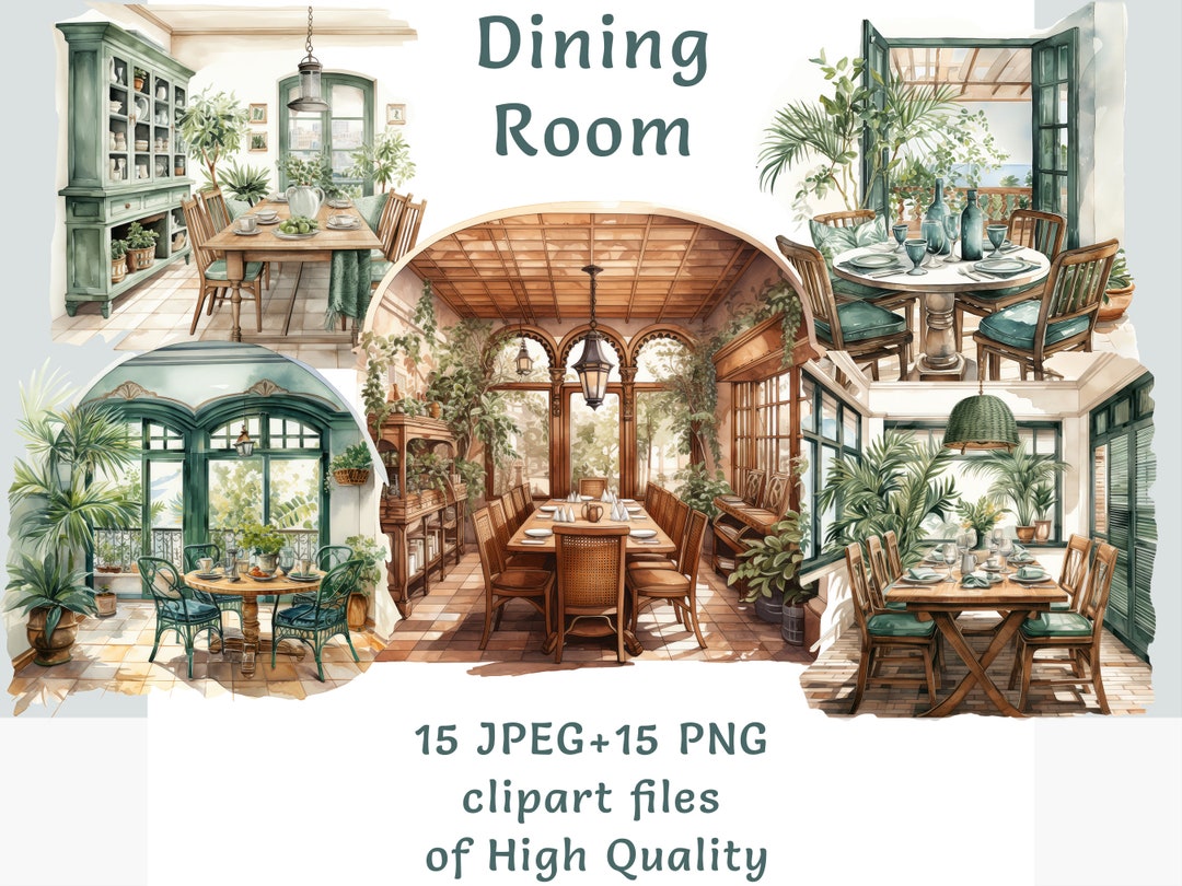 Cottagecore Kitchen and Dining Room Clipart: 15 Cozy Home PNG and JPEG ...