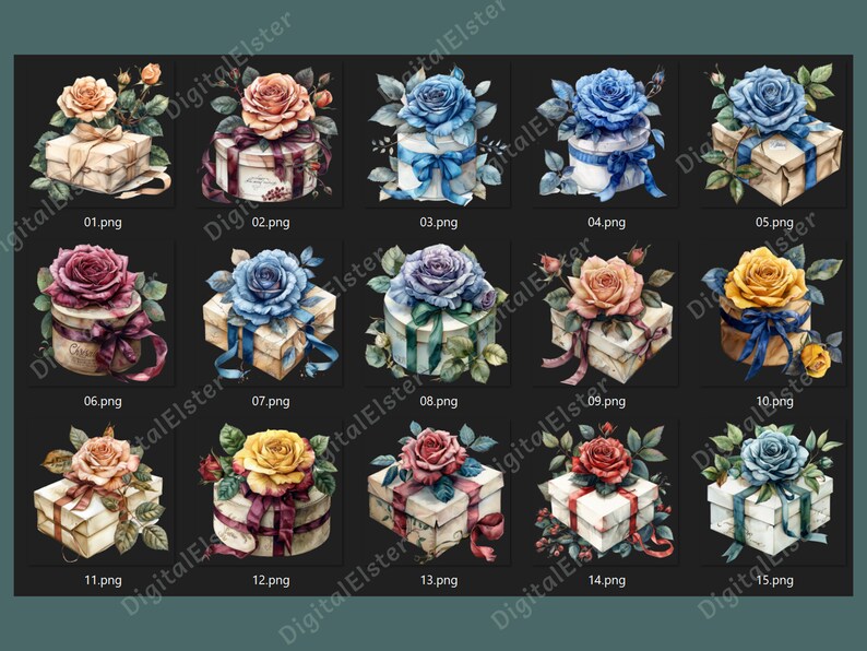 Present Box Clipart Bundle, Watercolor Box Clipart, Commercial Use Gift ...
