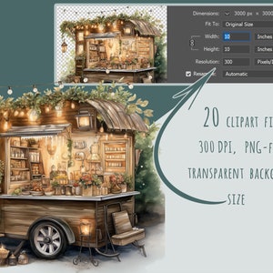 Food Cart Clipart Bundle, Watercolor Cafe Clipart, Commercial Use ...