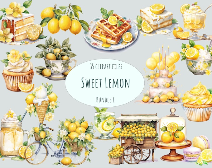 Watercolor Lemon Clipart - PNG - Instant Download - Commercial Use ...
