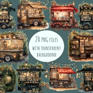 Food Cart Clipart Bundle, Watercolor Cafe Clipart, Commercial Use ...