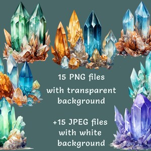 Watercolor Gemstone Clipart 15 High Quality PNG and JPEG Crystal Jewel ...
