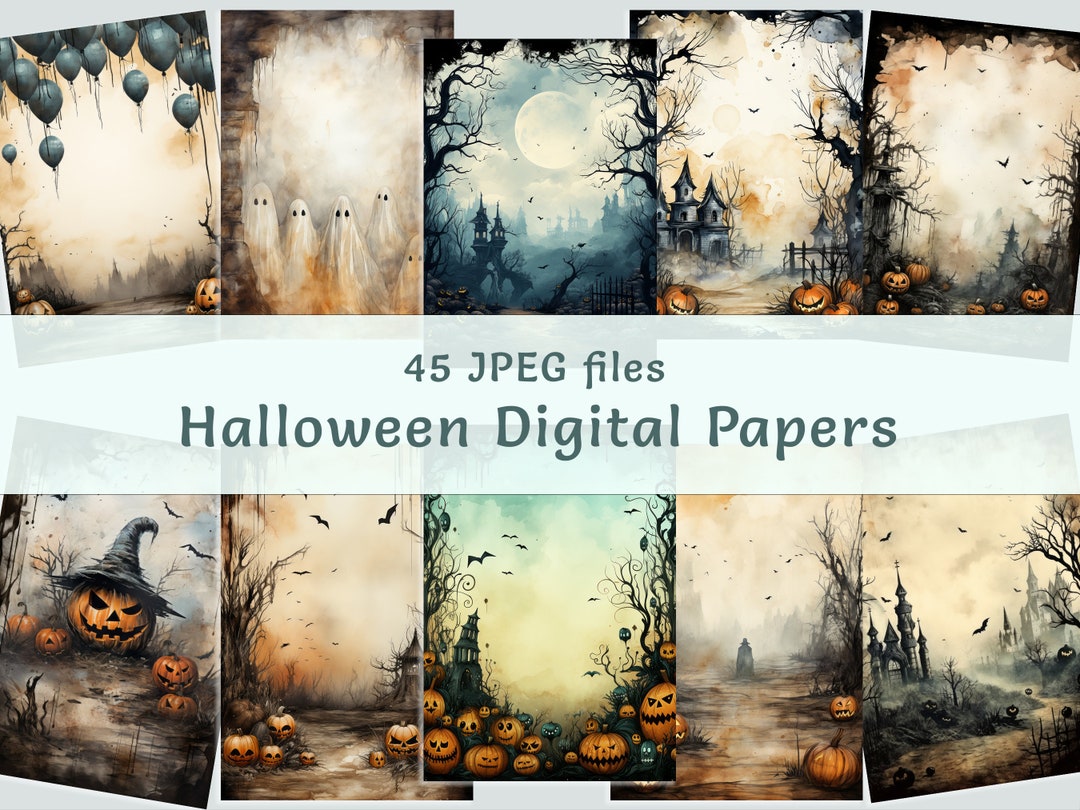 Halloween Clipart | 45 JPEG | Watercolor Digital Paper Overlay ...