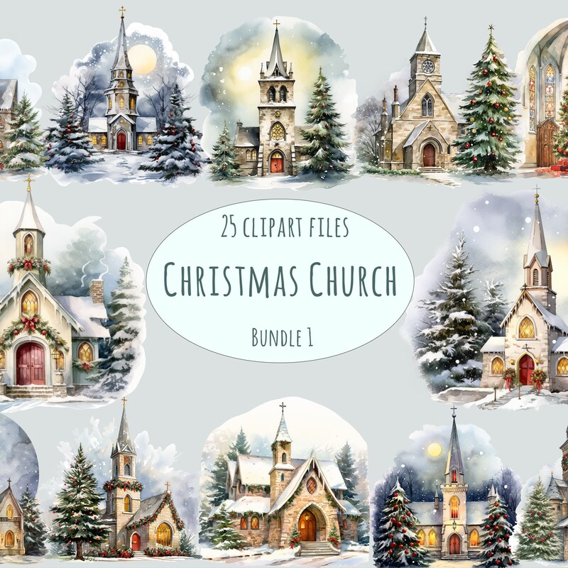 Winter Church Art - Etsy