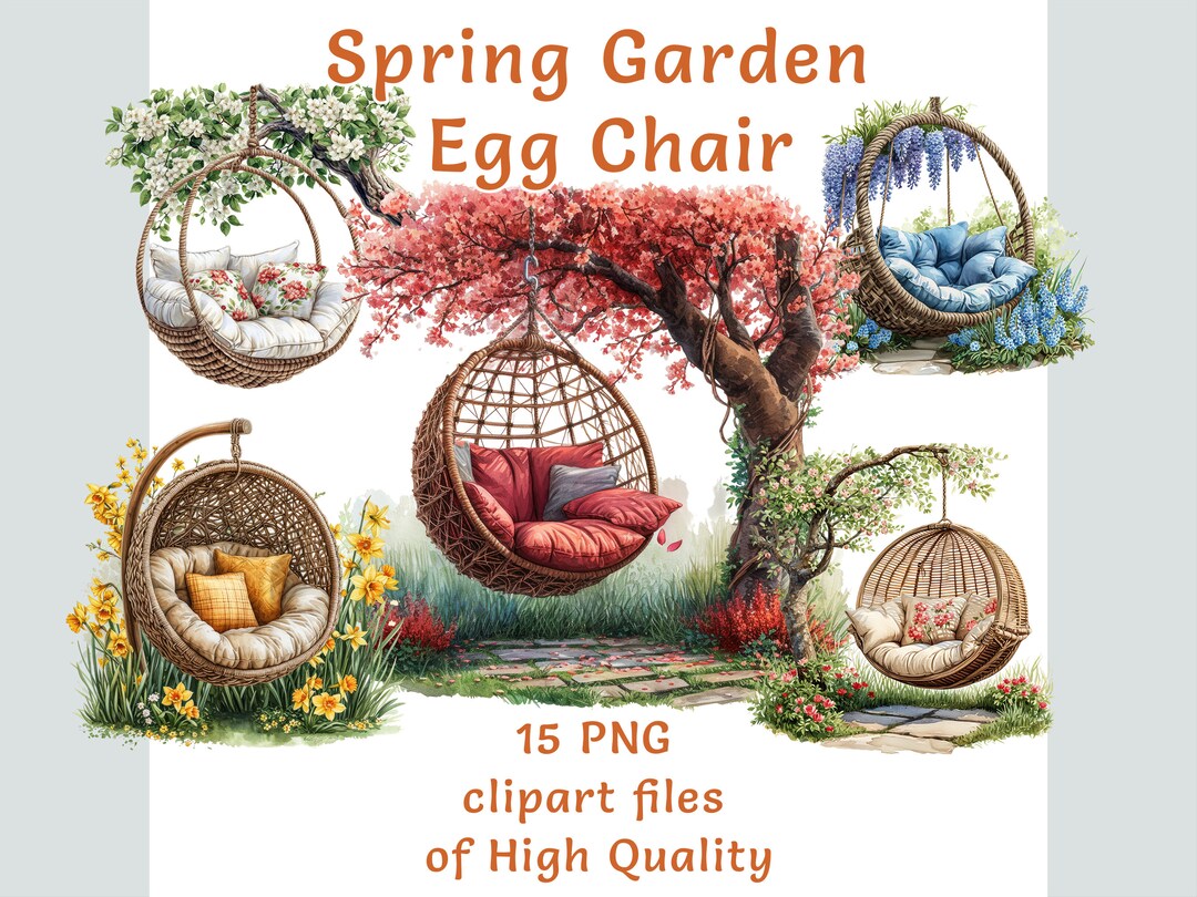 Garden Swing Clipart Bundle, Watercolor Spring Clipart, Commercial Use ...