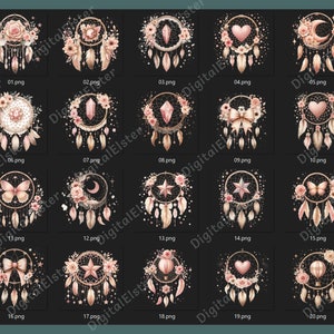 Boho Dreamcatcher Clipart Bundle 20 Pink Dreamcatcher Pngs for ...