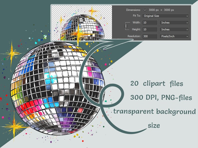 Disco Ball Clipart | 20 Sparkling PNG | Retro Party & Dance Floor Decor ...