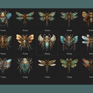 Steampunk Insects Clipart Collection: 15 Unique Watercolor Pngs for ...