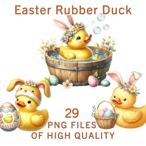 Easter Rubber Duck Clipart | 29 PNG Files | Cute Spring Ducks, Bunny ...