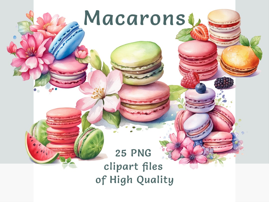 Watercolor Macaron Clipart Bundle High Quality Commercial Use Sweets ...
