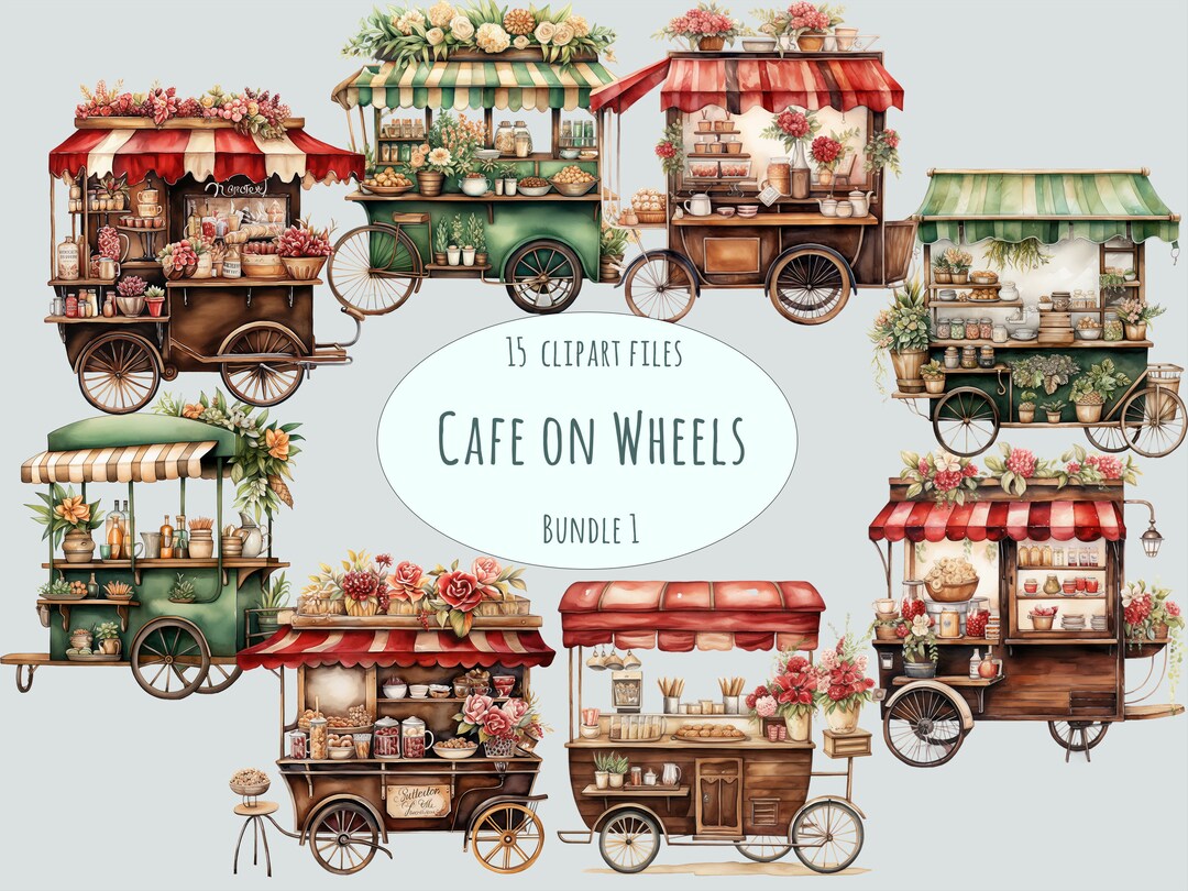 Watercolor Food Cart Clipart 15 High Quality PNG Christmas Wagon Small ...