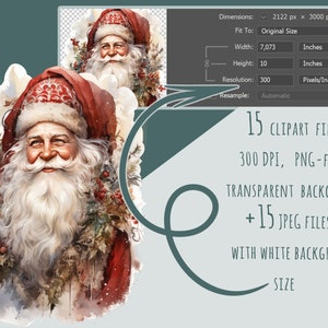 Vintage Santa Claus Clipart Collection 15 Watercolor Pngs for ...