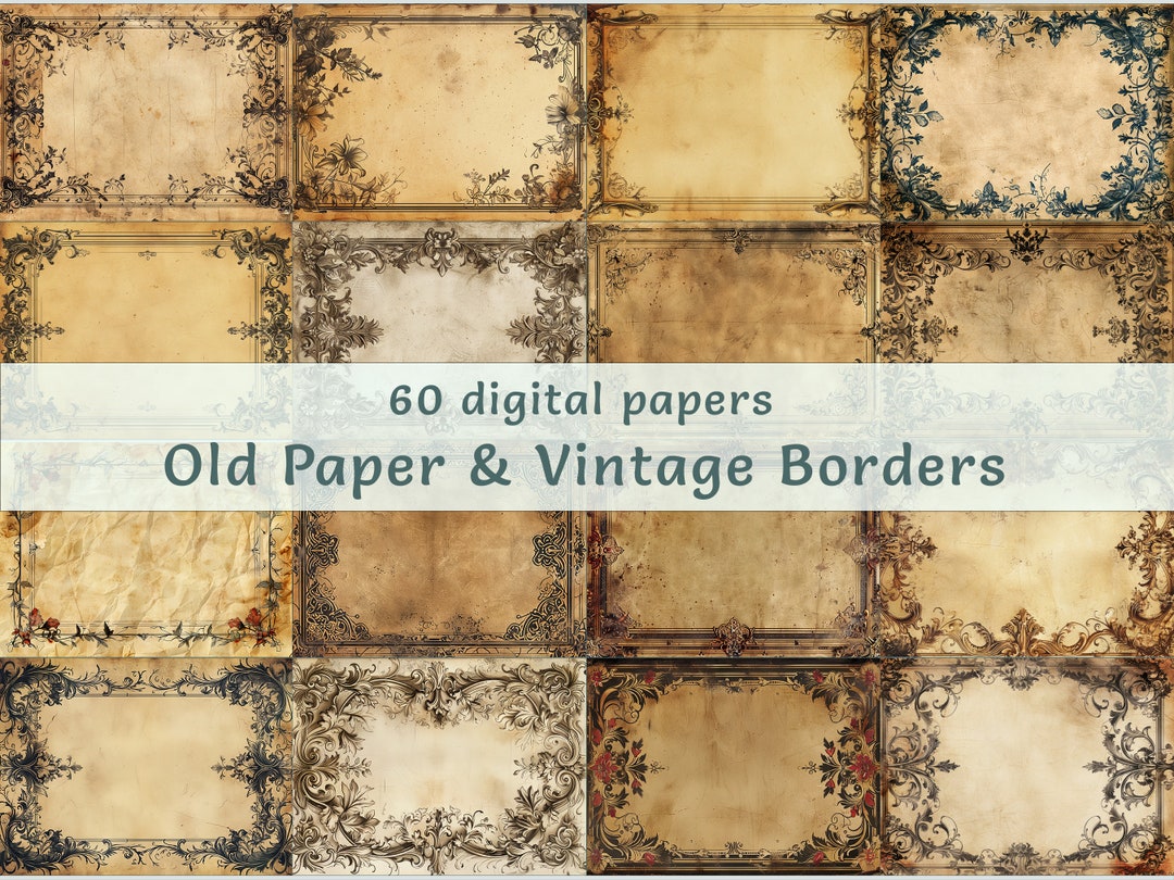 Vintage Ornament Border Digital Paper Pack - 60 High-quality Jpegs for ...