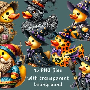 Halloween Rubber Duck PNG Clipart Set, 15 Watercolor High-quality ...