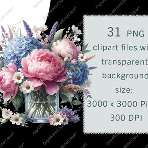 Bouquet Clipart | Wedding Clipart | 31 PNG Files | Sublimation Print ...