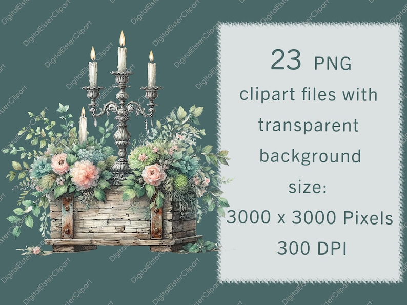 Candle Clipart Bundle, Watercolor Candelabra Clipart, Commercial Use ...