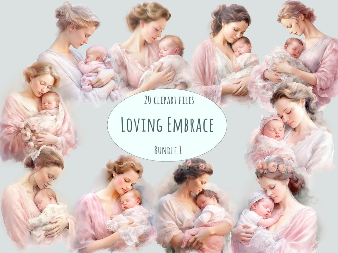 Watercolor Mother and Baby Clipart 20 High Quality PNG Files With ...