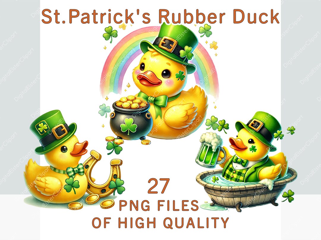 St Patricks Day Rubber Duck Clipart | 27 PNG Files | Cute Leprechaun ...