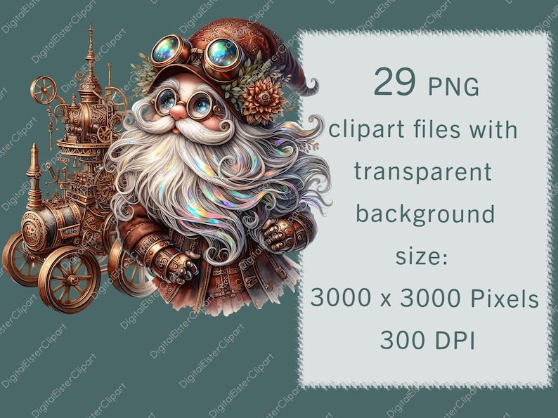 Steampunk Gnome Clipart Bundle, Watercolor Engineer Clipart, Commercial ...