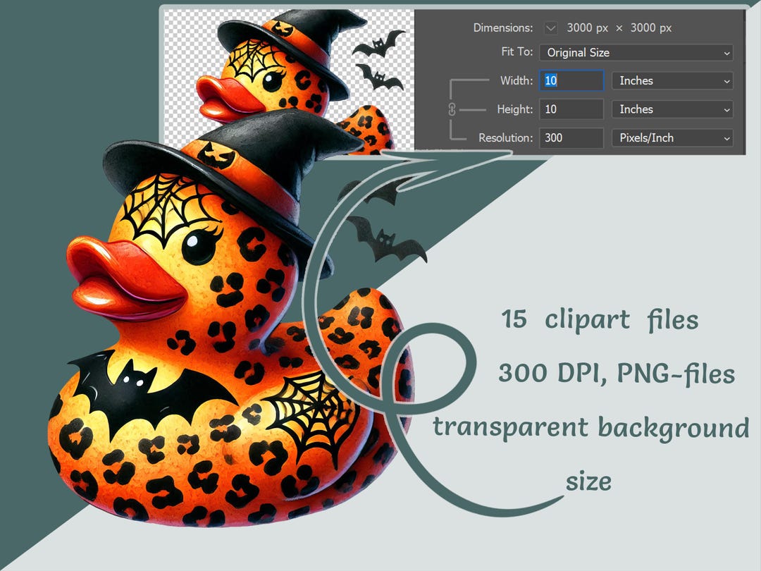 Halloween Rubber Duck PNG Clipart Set, 15 Watercolor High-quality ...