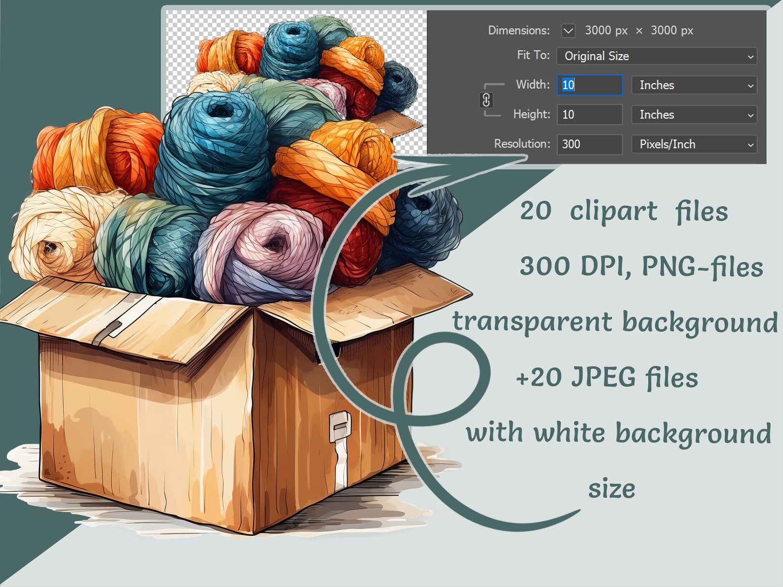 Knitting Clipart Set, Yarn Stickers: Watercolor Knitted Goods Images ...
