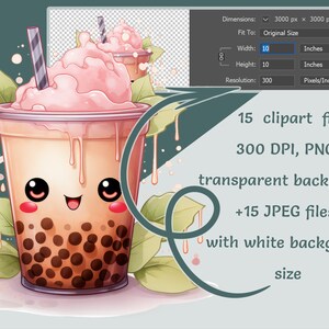 Kawaii Bubble Tea Clipart | Cute Boba Tea PNG JPEG Set for Digital ...