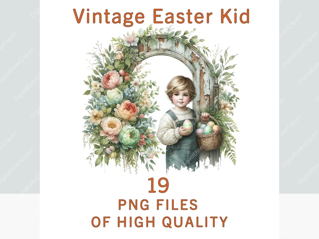 Easter Kids Clipart Bundle, Watercolor Easter Clipart, Commercial Use ...